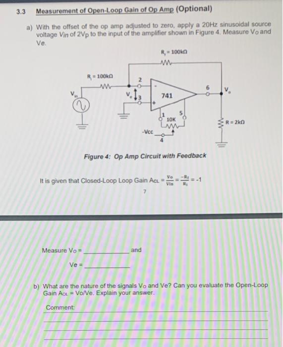 Solved 3.3 Measurement of Open-Loop Gain of Op Amp | Chegg.com
