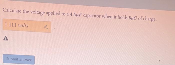 Solved Calculate the voltage applied to a 4.54F capacitor | Chegg.com