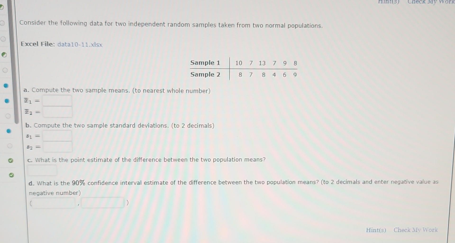Solved Consider the following data for two independent | Chegg.com