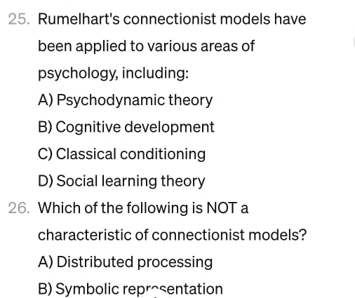 Solved Rumelhart's connectionist models have been applied to | Chegg.com