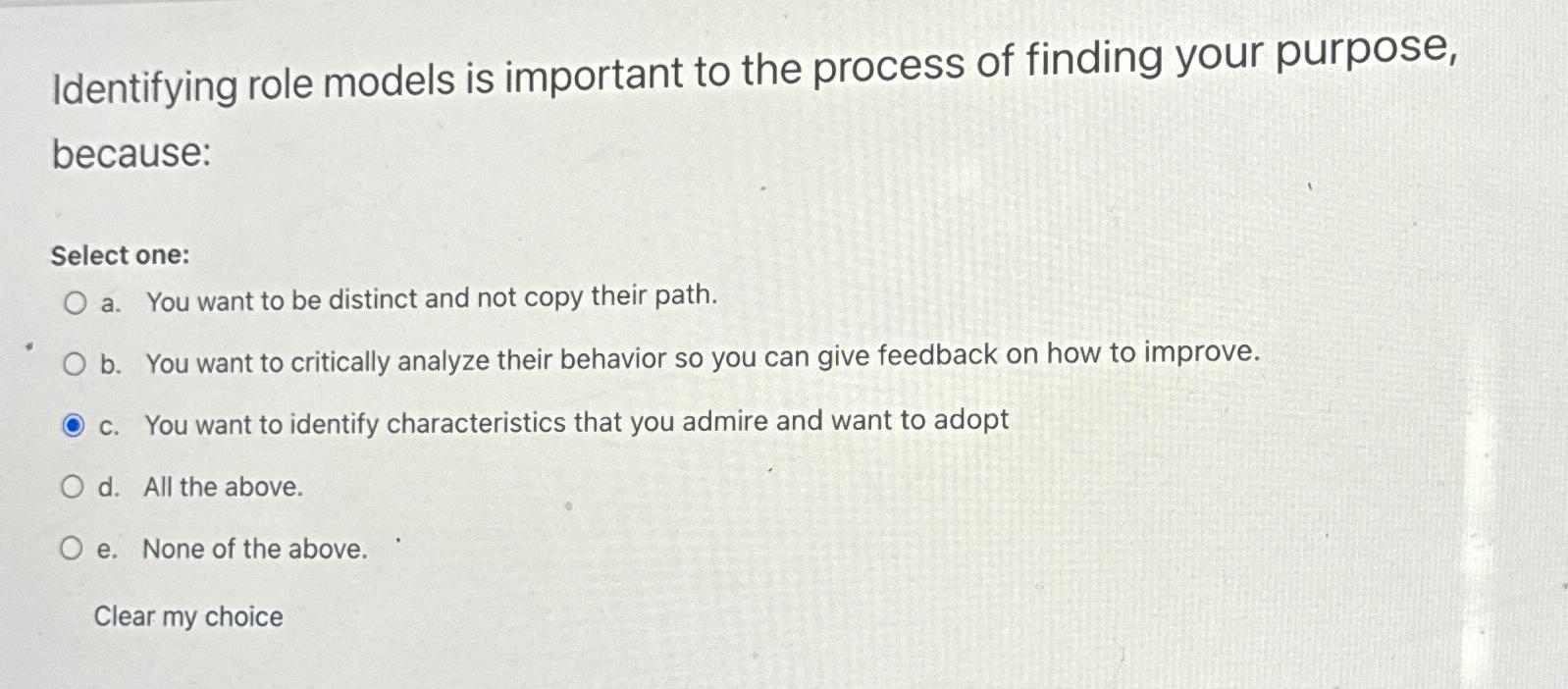 Solved Identifying role models is important to the process | Chegg.com