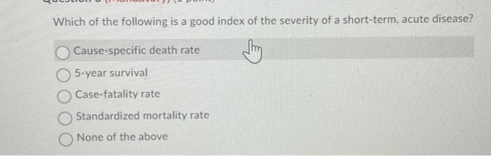 Solved Which of the following is a good index of the | Chegg.com