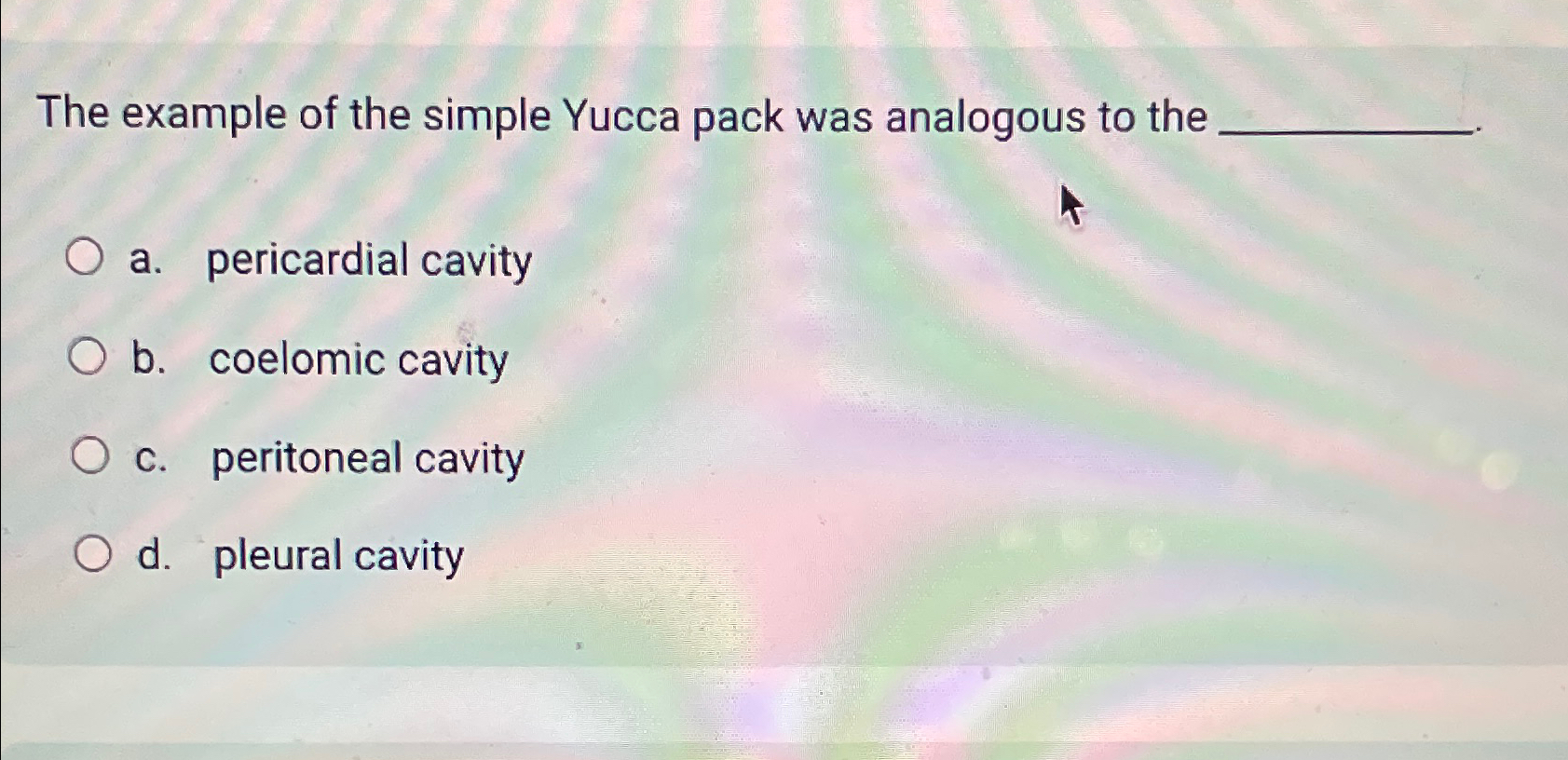 Solved The example of the simple Yucca pack was analogous to | Chegg.com