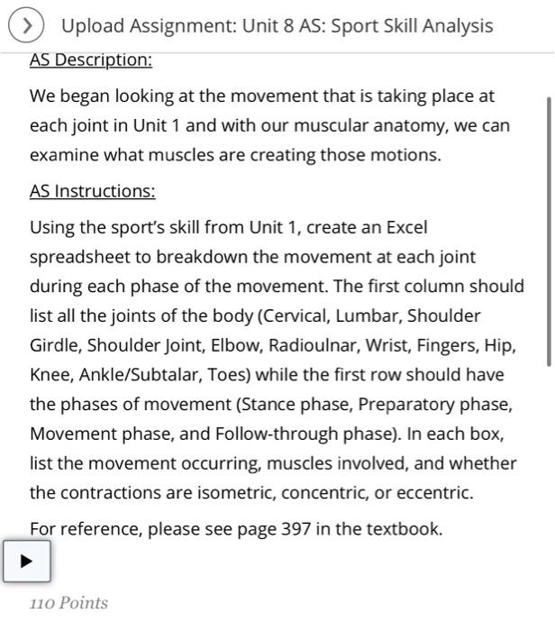 create an Excel spreadsheet to breakdown the movement | Chegg.com