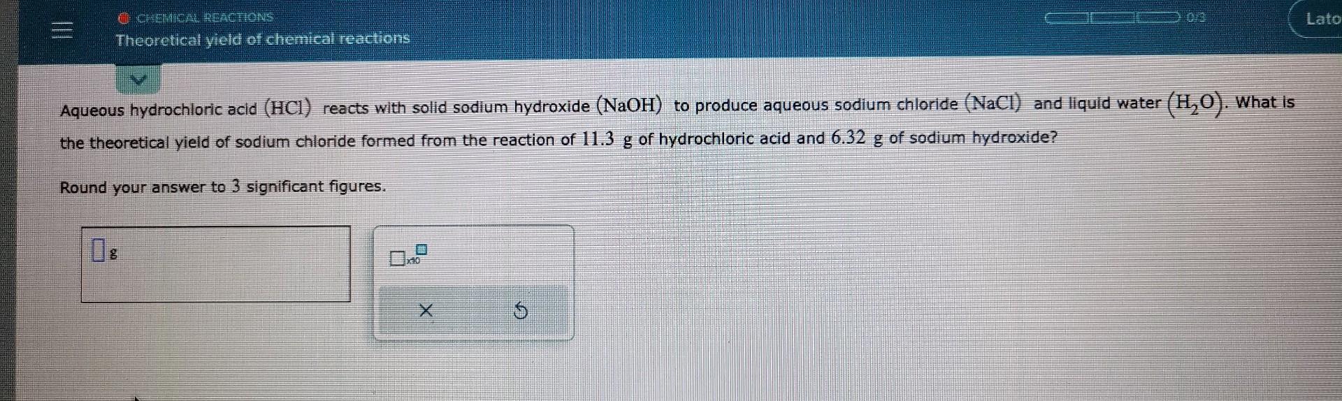 Solved Aqueous hydrochloric acid (HCl) reacts with solid | Chegg.com