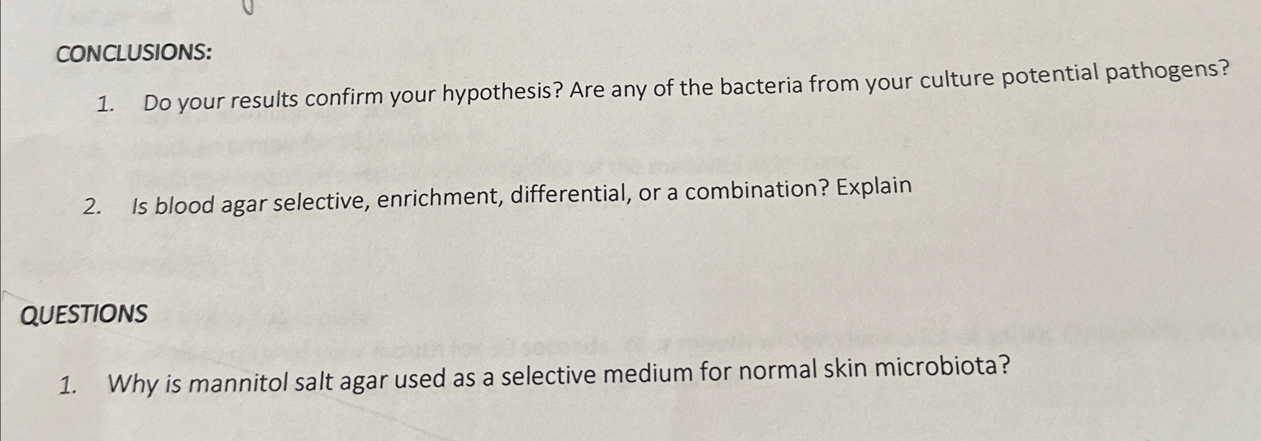 Solved CONCLUSIONS:Do your results confirm your hypothesis? | Chegg.com