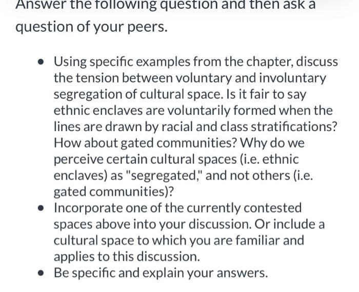 juestion of your peers. - Using specific examples | Chegg.com