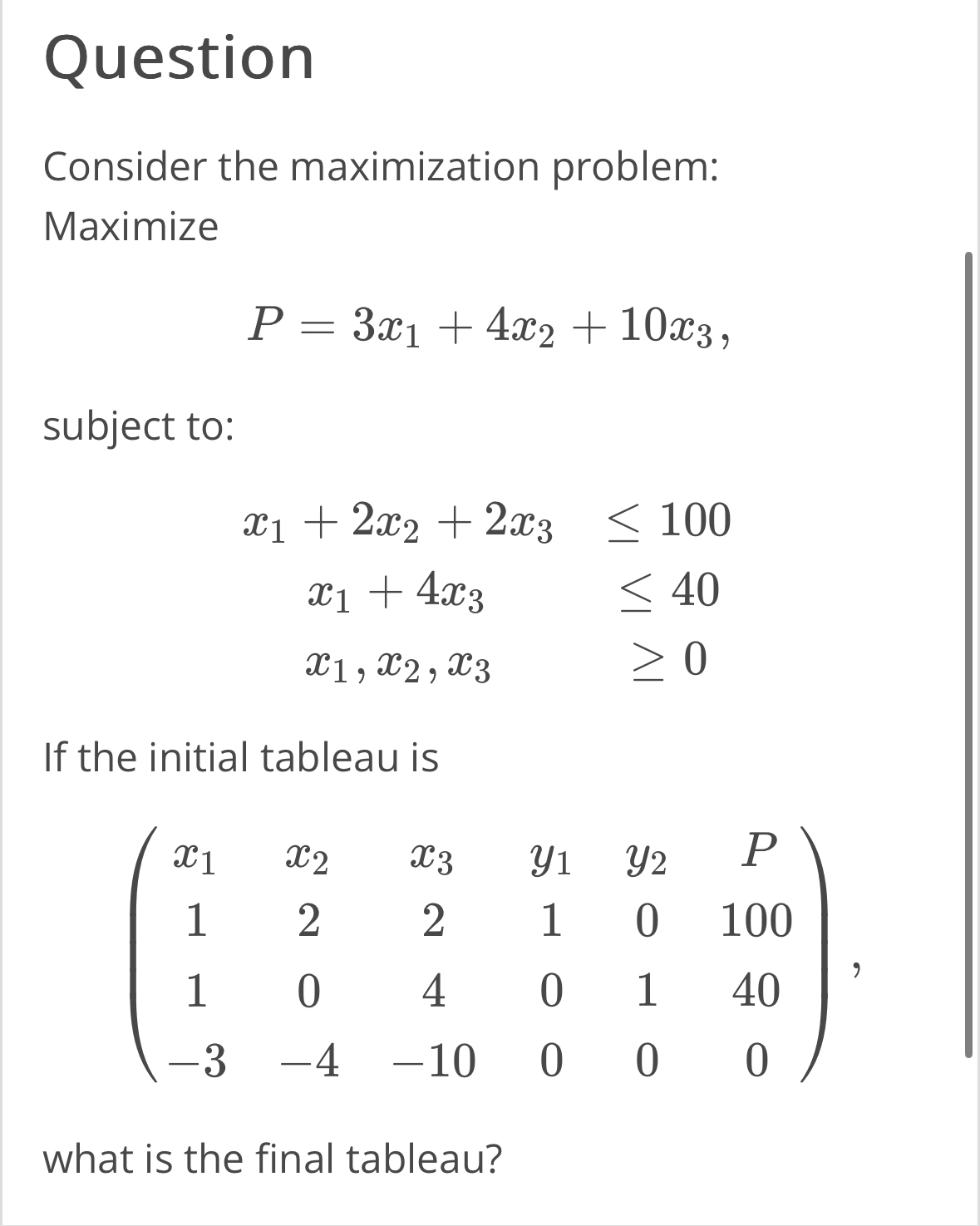 Solved QuestionConsider the maximization | Chegg.com