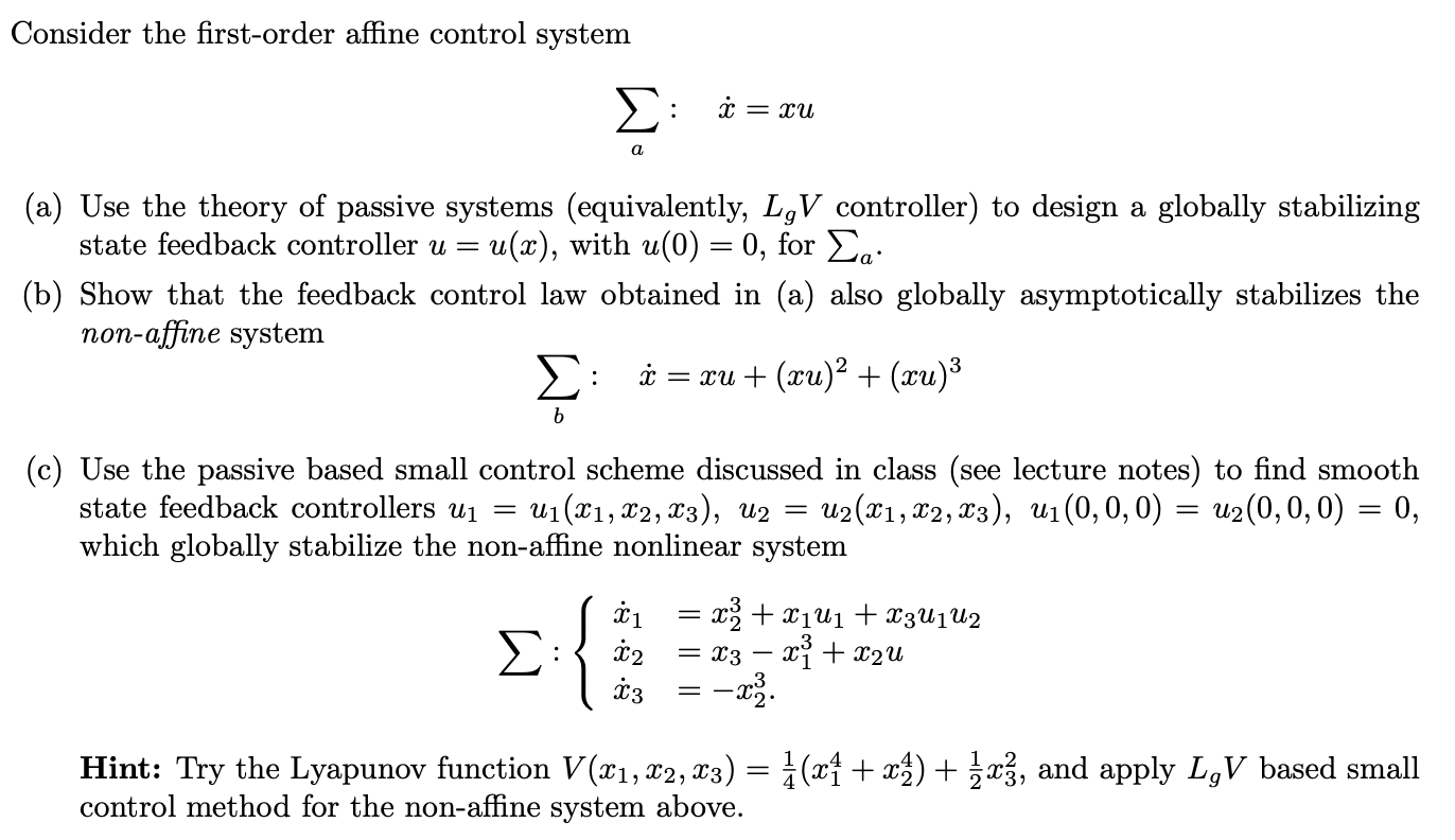 Solved Consider the first-order affine control | Chegg.com