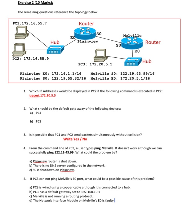 Solved Exercise 2 (10 Marks) The remaining questions | Chegg.com