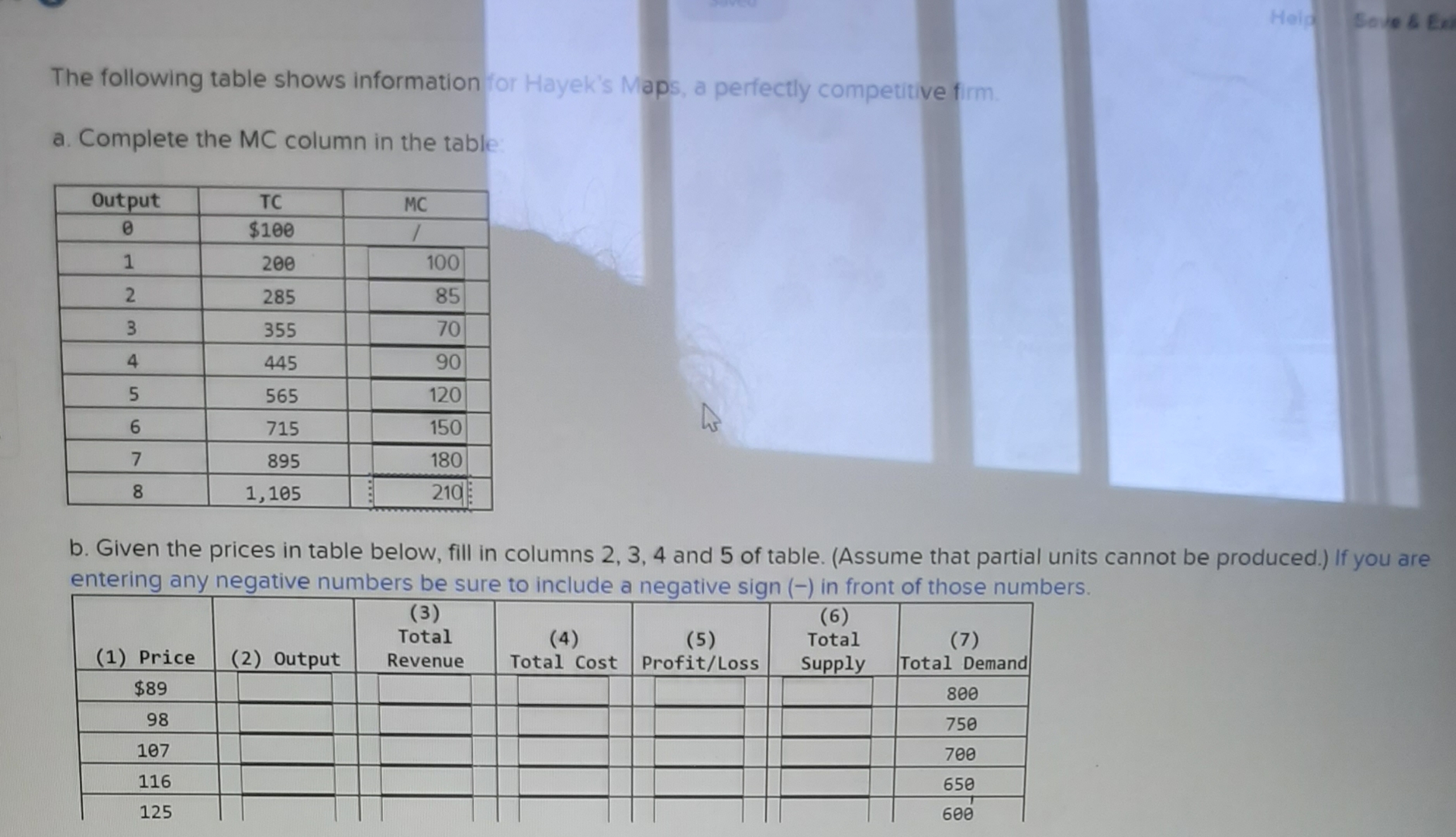 Solved The following table shows information for Hayek's | Chegg.com