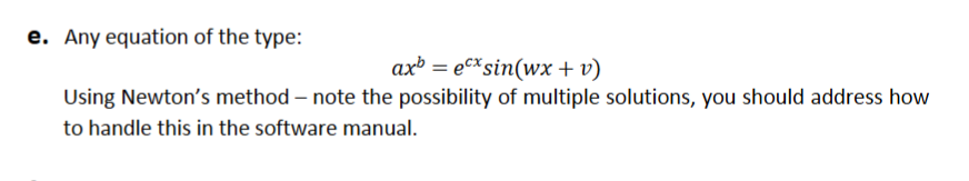 Solved e. ﻿Any equation of the type:axb=ecxsin(wx+v)Using | Chegg.com