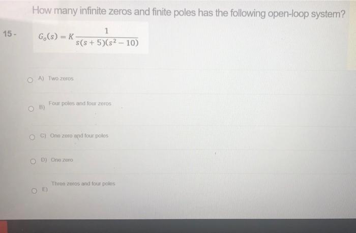 Solved How many infinite zeros and finite poles has the | Chegg.com