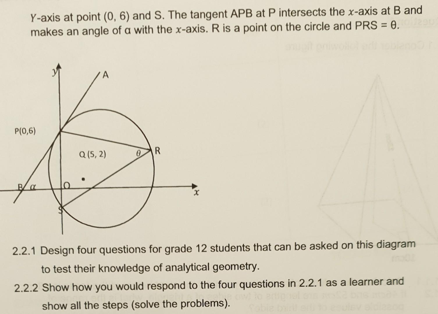 Solved Y-axis at point (0,6) and S. The tangent APB at P | Chegg.com