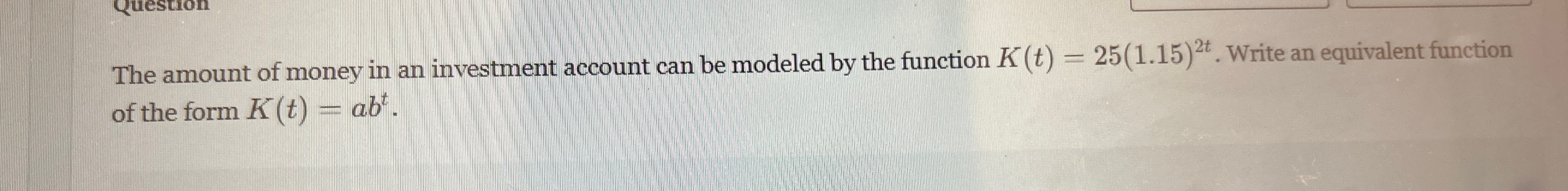 Solved The amount of money in an investment account can be | Chegg.com