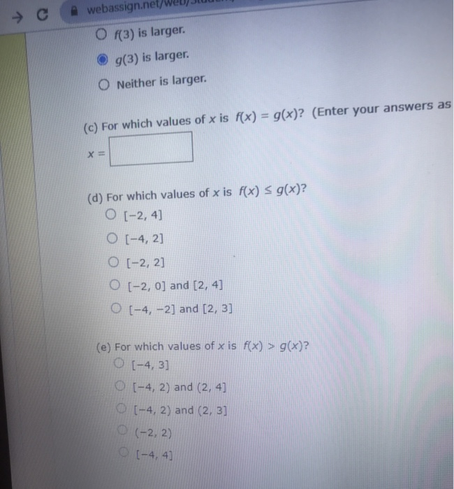 Solved webassign.net/web Graphs of the functions fand g are | Chegg.com