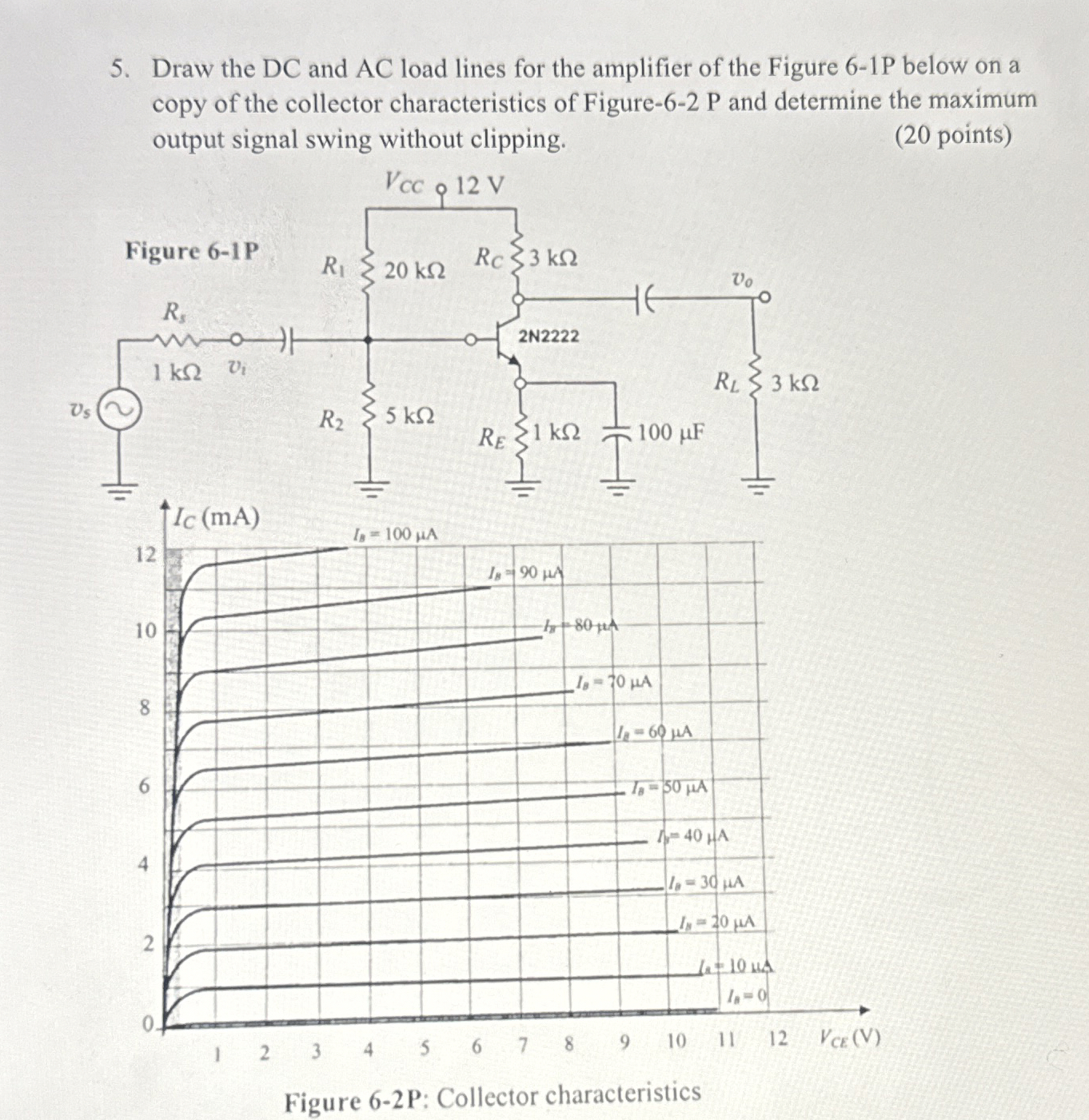 Solved Draw the DC and AC load lines for the amplifier of | Chegg.com