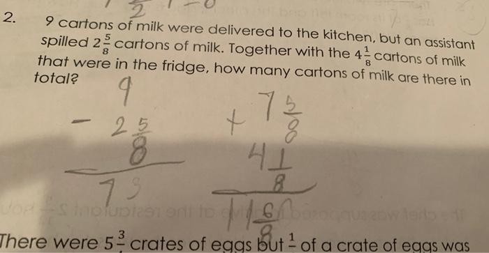 Solved 2. 9 cartons of milk were delivered to the kitchen, | Chegg.com
