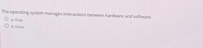 Solved The operating system manages interactions between | Chegg.com