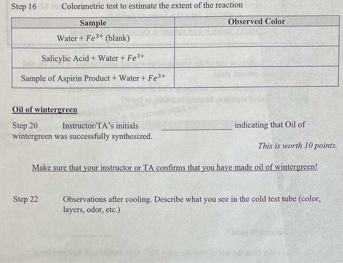 Solved Step 16 Colorimetric test to estimate the extent of | Chegg.com