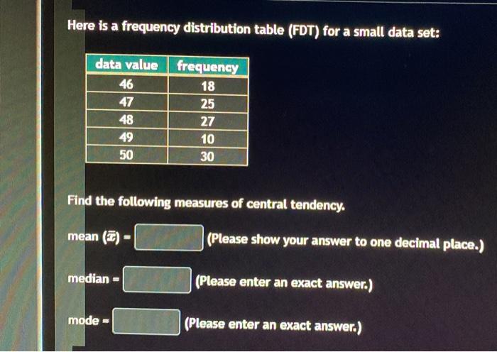 Solved Here is a frequency distribution table (FDT) for a | Chegg.com