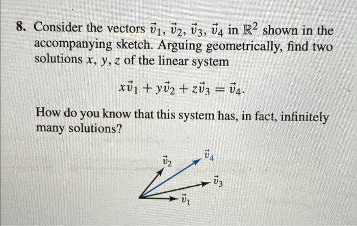Solved 8. Consider the vectors v1,v2,v3,v4 in R2 shown in | Chegg.com