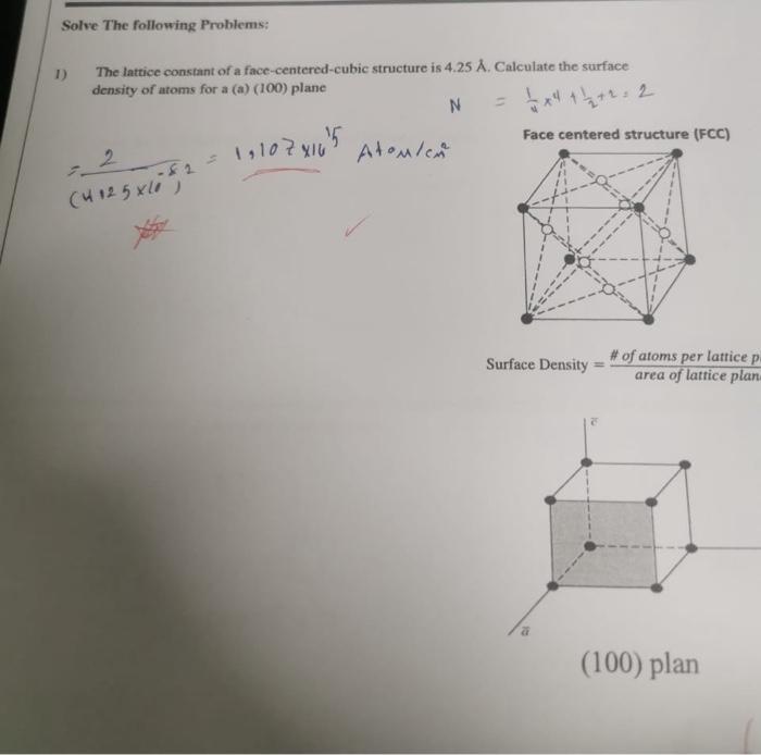 Solved Solve The following Problems: 1) The lattice constant | Chegg.com