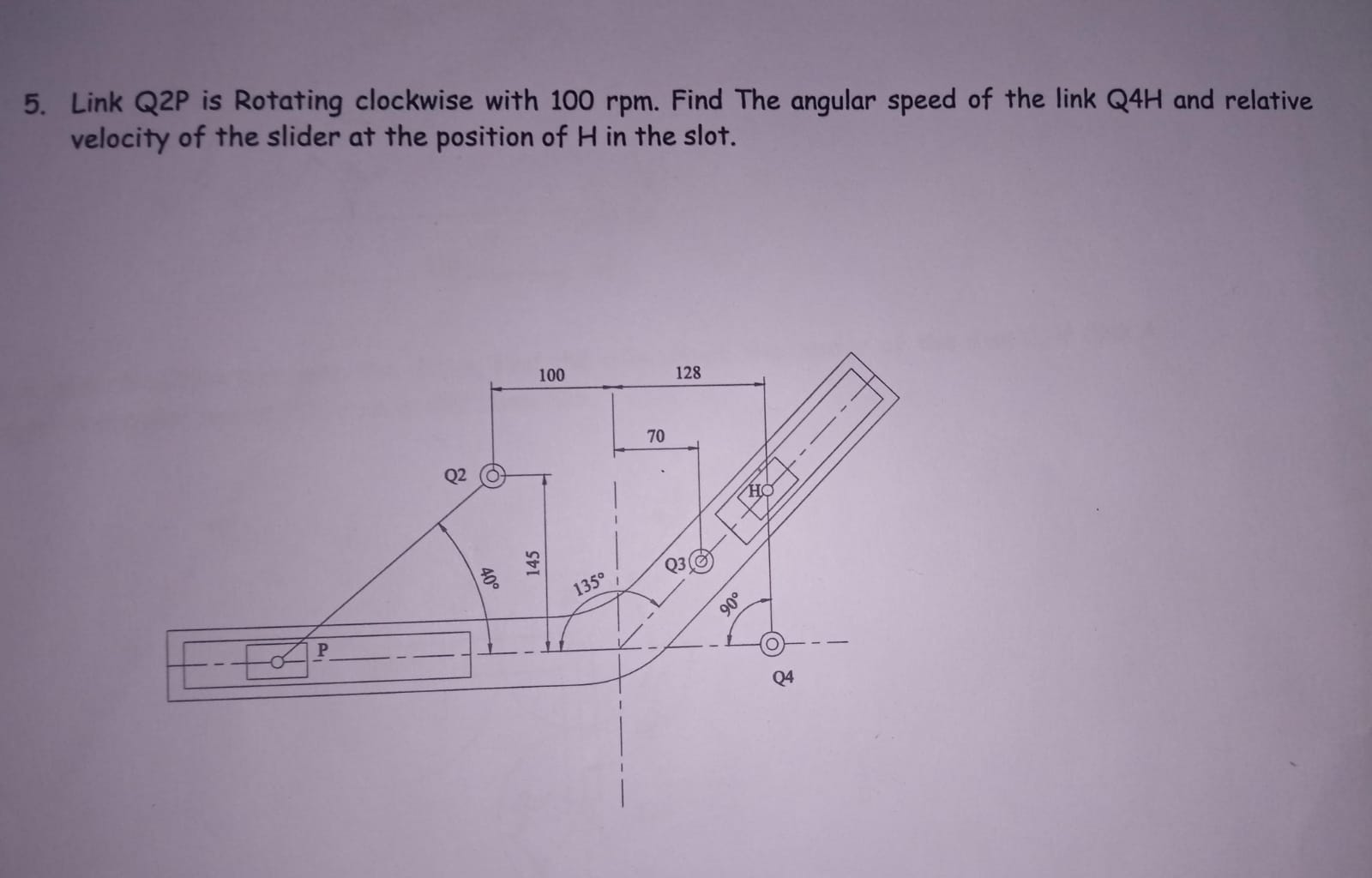 Solved Link Q2P is Rotating clockwise with 100rpm. ﻿Find The | Chegg.com