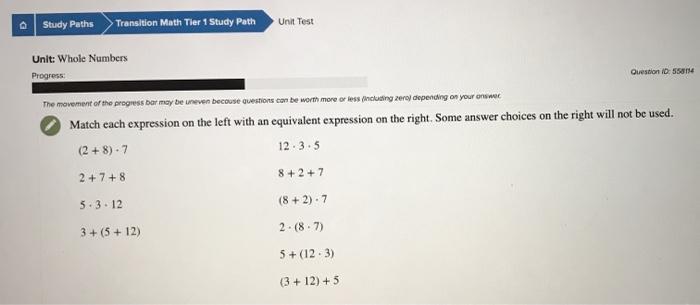 Solved Study Paths Transition Math Tier 1 Study Path Unit | Chegg.com