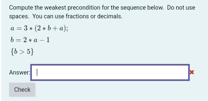 Solved Compute the weakest precondition for the sequence | Chegg.com