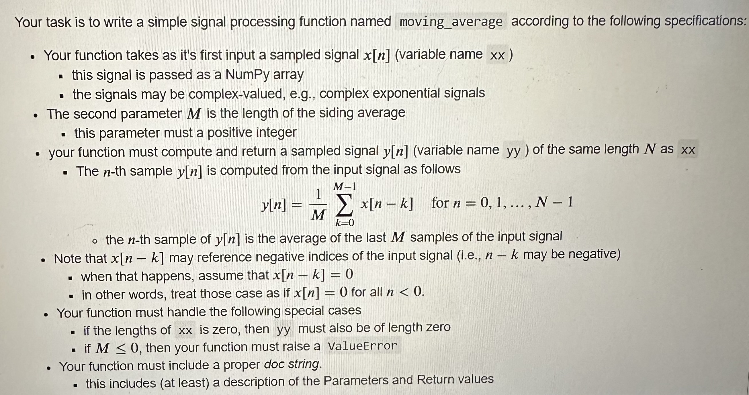 Your task is to write a simple signal processing | Chegg.com