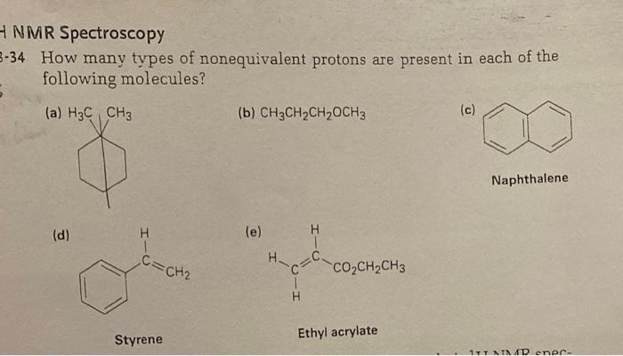 Solved NMR Spectroscopy 34 How many types of nonequivalent | Chegg.com