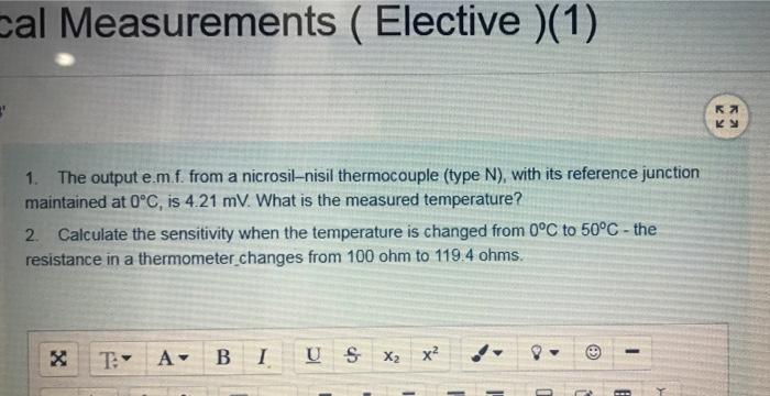 Solved cal Measurements ( Elective (1) 지가 KY 1. The output | Chegg.com