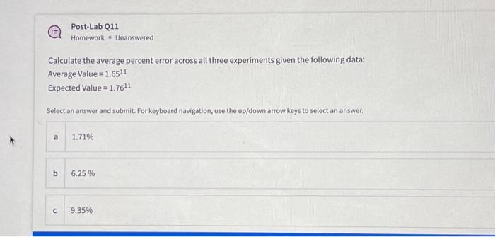 Solved Calculate the average percent error across all three | Chegg.com