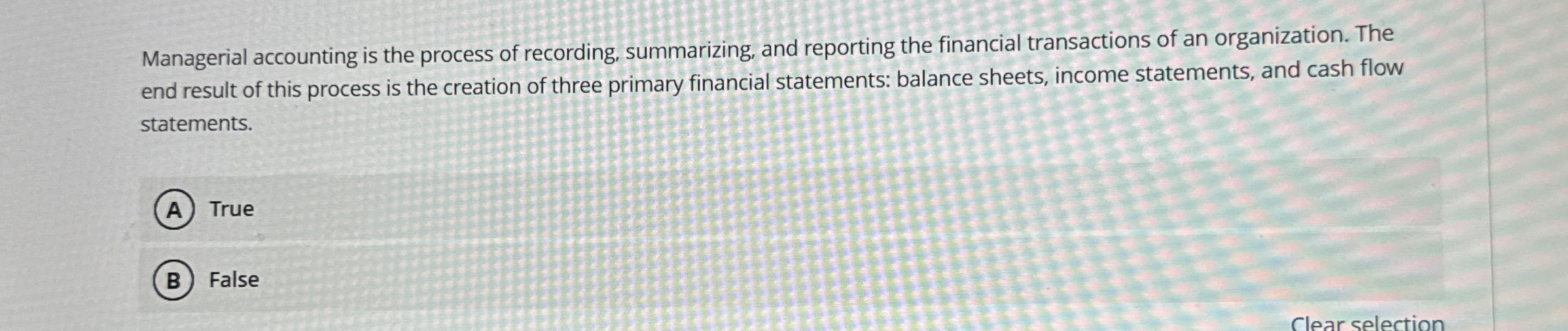 Solved Managerial accounting is the process of recording, | Chegg.com