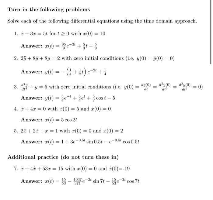 Solved Turn in the following problems Solve each of the | Chegg.com