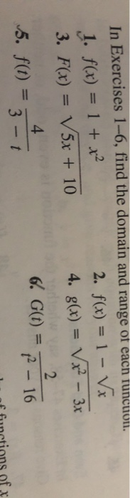 Solved In Exercises 1-6, find the domain and range of each | Chegg.com