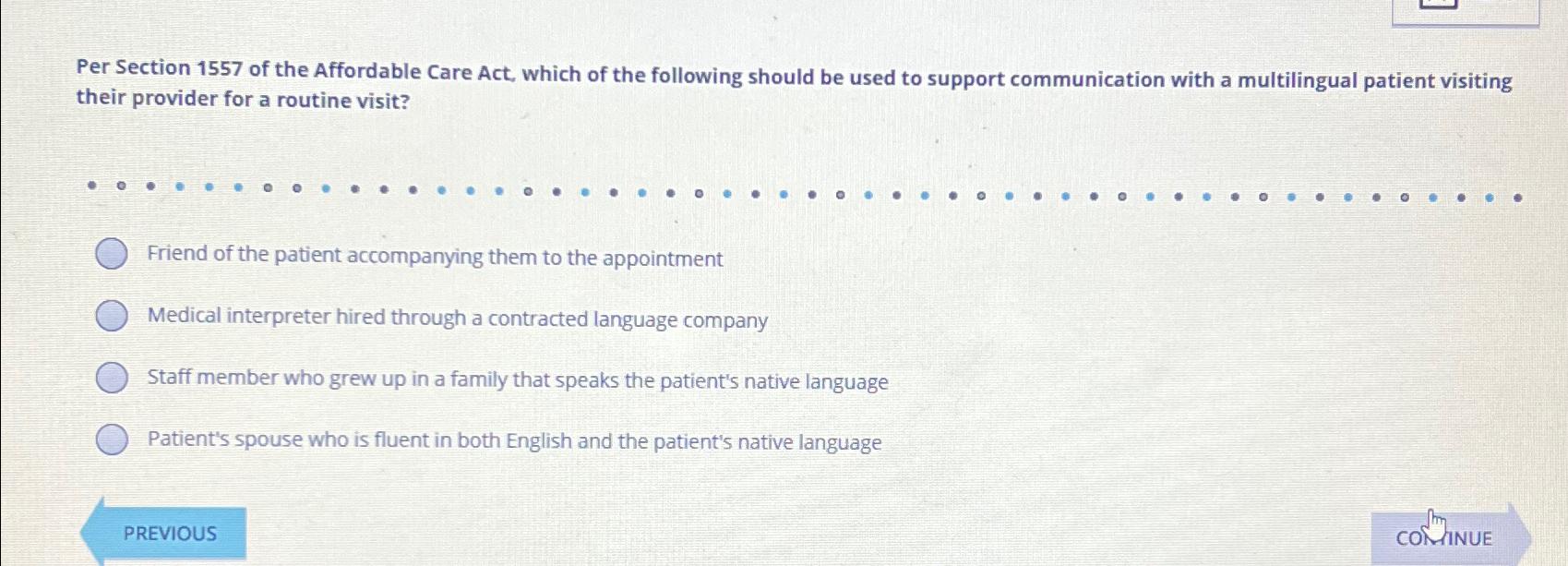 Solved Per Section 1557 ﻿of the Affordable Care Act, which | Chegg.com