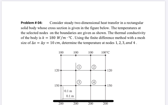 Solved Problem # 04: Consider steady two-dimensional heat | Chegg.com