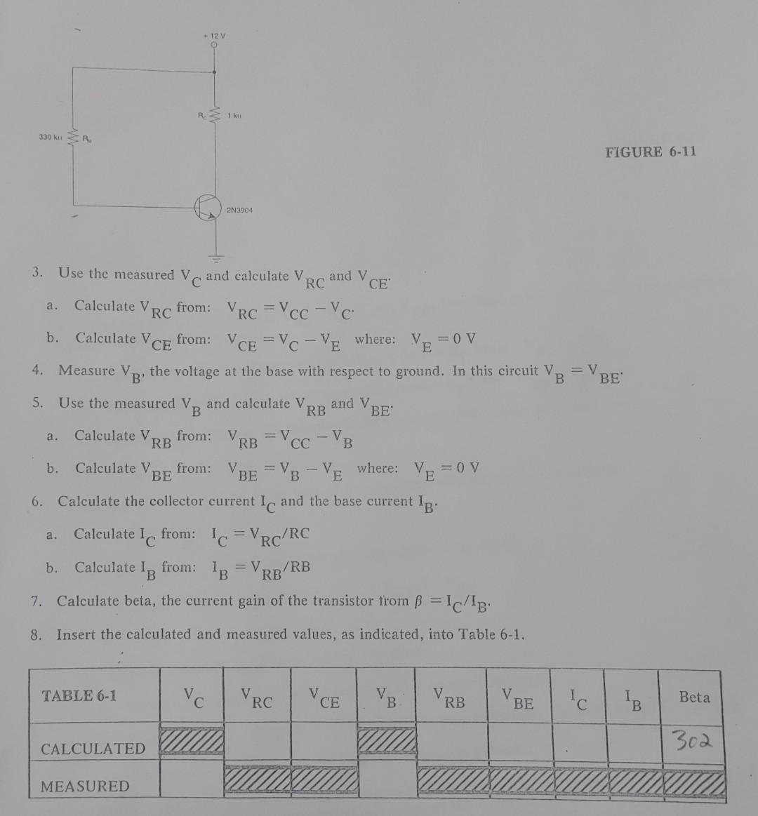 Solved FIGURE 6-11 3. Use the measured VC and calculate VRC | Chegg.com