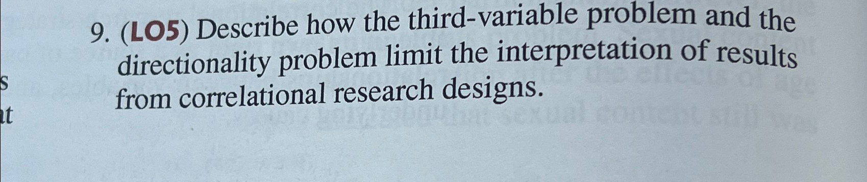 Solved (LO5) ﻿Describe how the third-variable problem and | Chegg.com