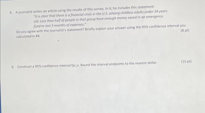 Paragraph Confidence Interval Assignment: Emergency | Chegg.com
