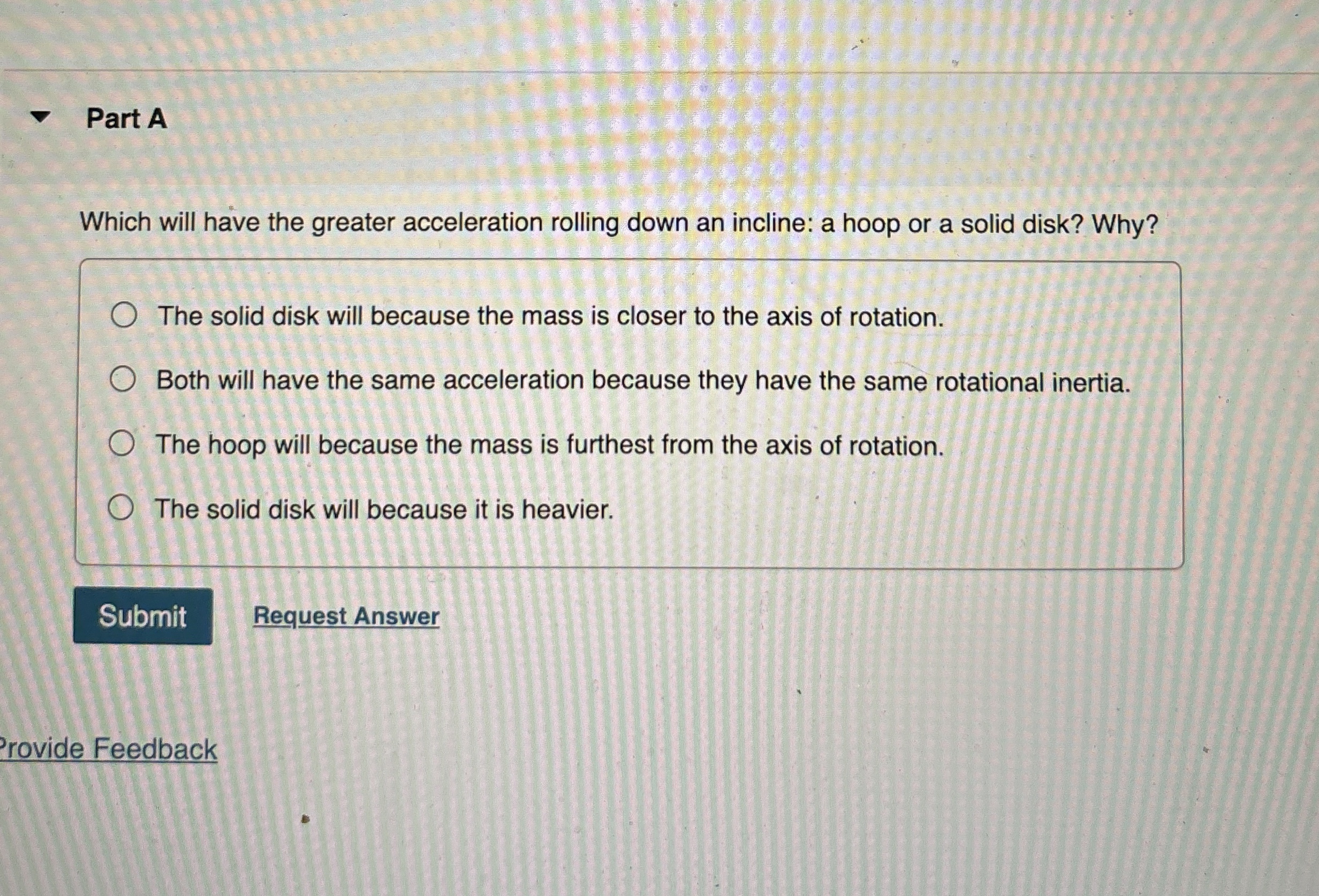 Solved Part AWhich will have the greater acceleration | Chegg.com
