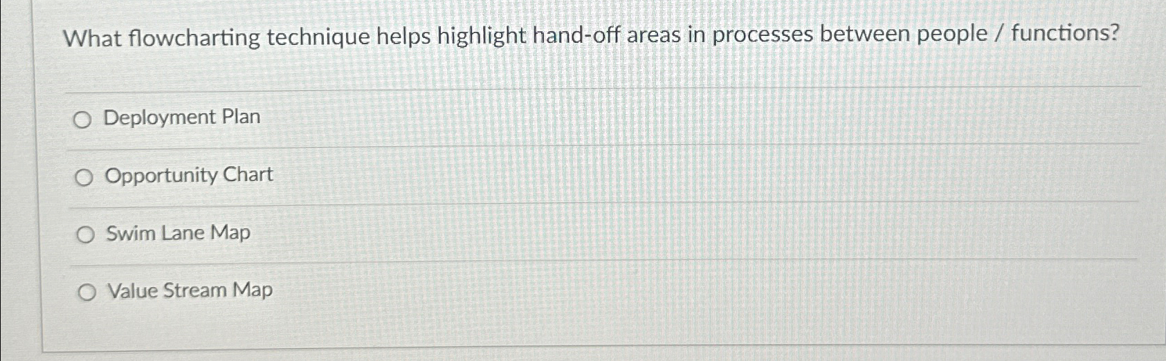 Solved What flowcharting technique helps highlight hand-off | Chegg.com