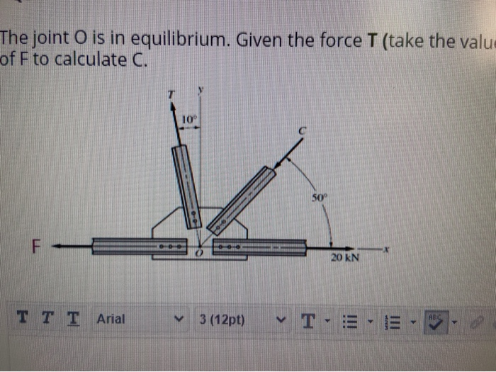 Solved The joint is in equilibrium. Given the force (take | Chegg.com