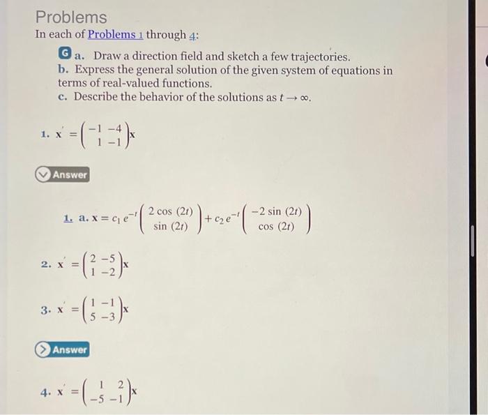 Solved Problems In each of Problems 1 through 4 : G a. Draw | Chegg.com