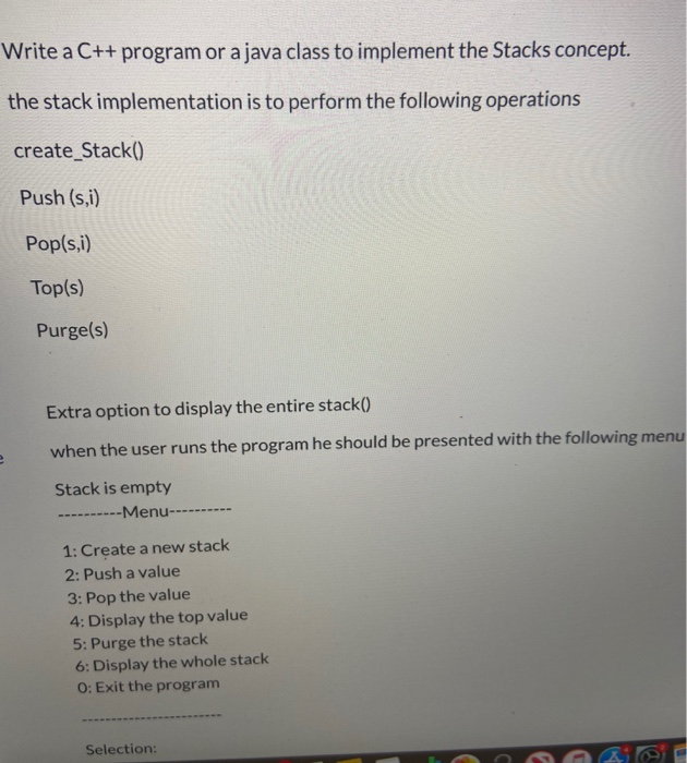 Write a C++ program or a java class to implement the | Chegg.com