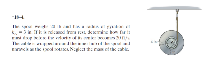 Solved *18-4.The spool weighs 20lb ﻿and has a radius of | Chegg.com
