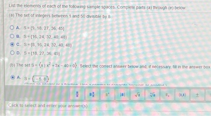 Solved List the elements of each of the following sample | Chegg.com