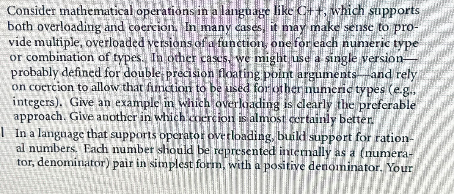 Solved Consider mathematical operations in a language like | Chegg.com